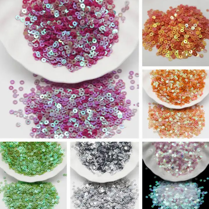 2 Tola Round Sitaray in Transparent , beautiful Design, Flat Loose Sequins, 3mm DIY Crafts ...
