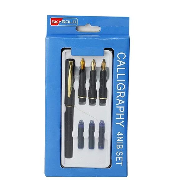 craftwings Calligraphy 4 Nib Pen Set Gold-Plated Metal Clip,Calligraphy ...