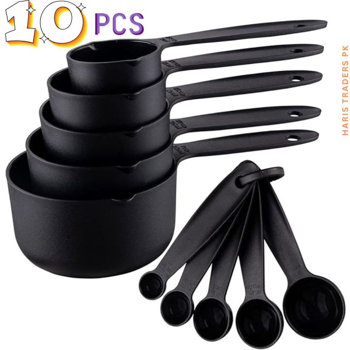10 PCs Set Measuring Spoons & Measuring Cup Multipurpose Cake Flour ...