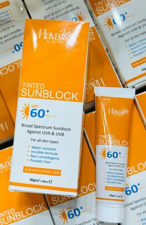 Haya Tinted Sunblock SPF 60 Broad Spectrum UV Protection with Natural ...