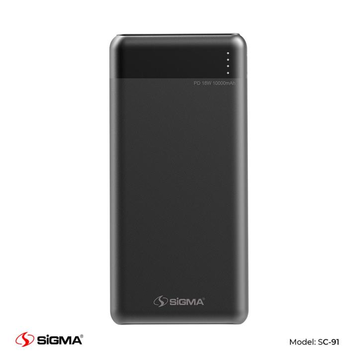 Sigma 10000mAh Burraq SC-91 - 18W Power Bank Type-C and Micro USB ...