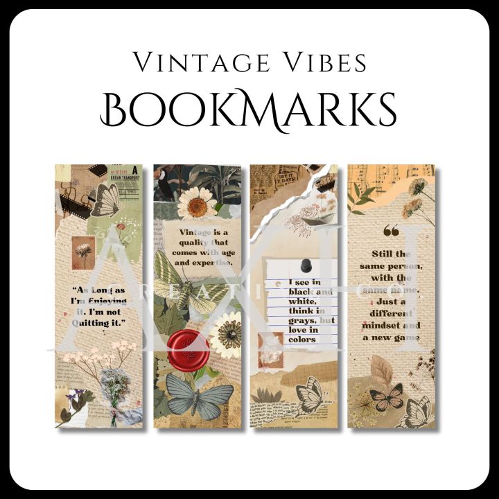 Vintage Vibes Bookmarks | Set of 4 | Inspired by Antique, Floral, Hot ...