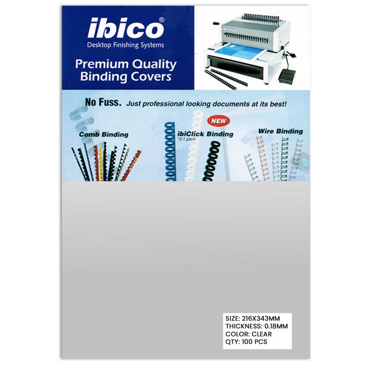 Pack of 100 – IBICO PVC Binding Sheets FLS (Foolscap) 18mm – Durable Binding Sheets for Document ...