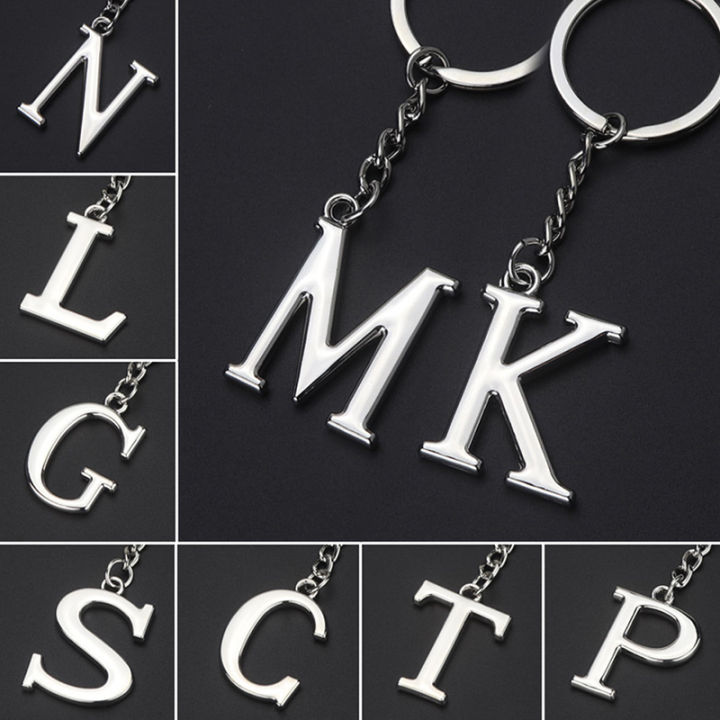 Creative Alphabet Pendant Fashion 26 Letters Alphabet Initial Keyring ...