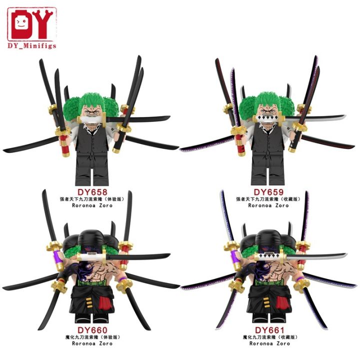 【High quality】Piece Anime DY658-661 Zoro Nine tyle Building Block ...
