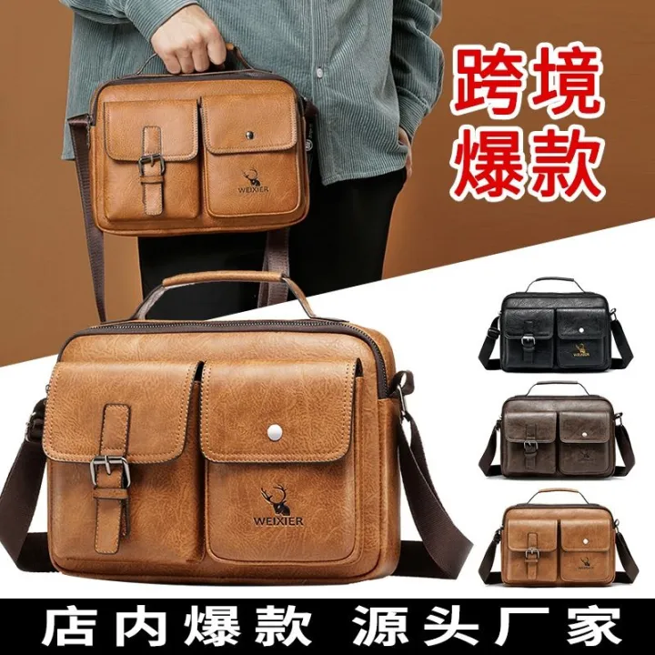 New Large Capacity Horizontal Men's Satchel Bag Men's Shoulder Bag ...