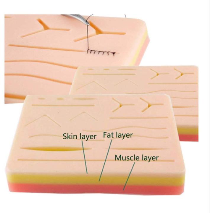 Silicone Suture Pad 3 Layer Skin Suture Practice Pad with Wound ...