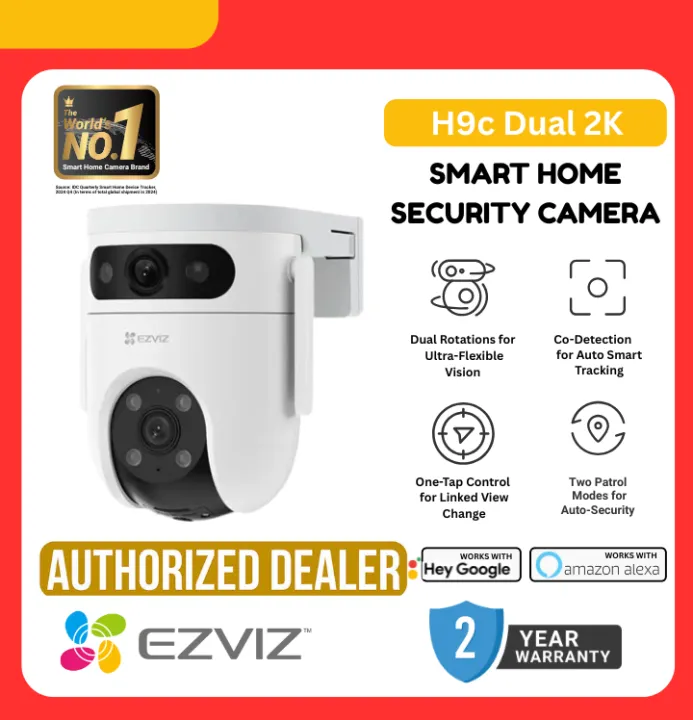 Ezviz h9c 2k pan and tilt wifi smart outdoor camera with double lense ...