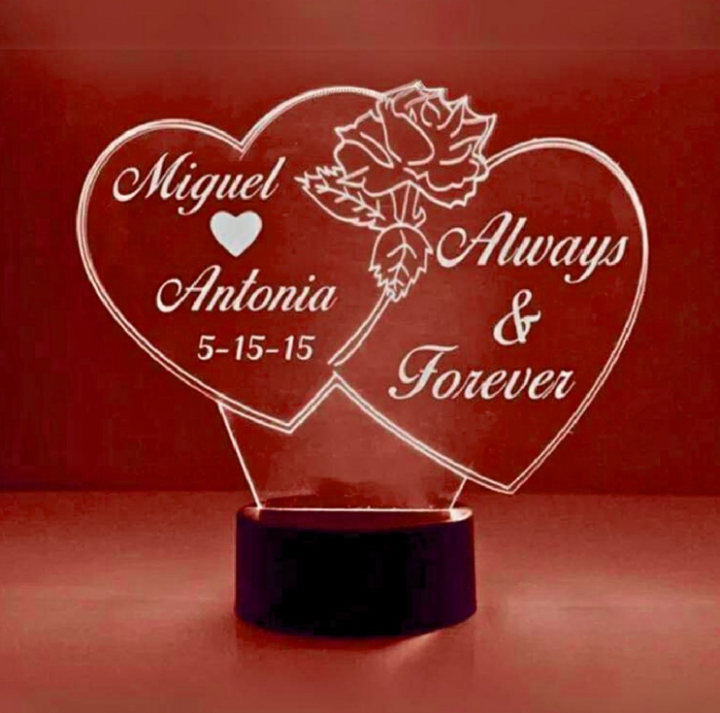 Heart Lamp, LED Heart Lamp, Romantic Heart Light , Heart Night Light 3D ...