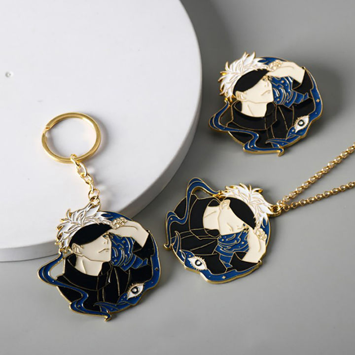 Anime Jujutsu Kaisen Brooch Keychain Cartoon Figure Gojo Satoru Enamel ...