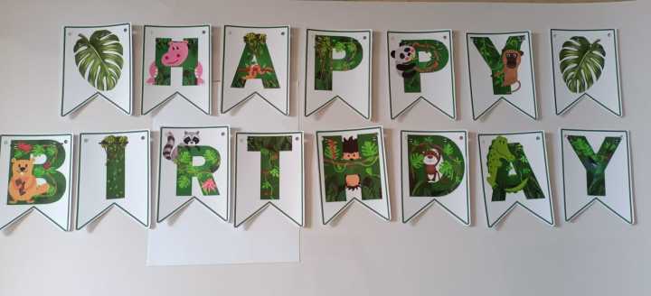 Customize Happy Birthday Jungle Theme Banner Decoration For (Boys ...