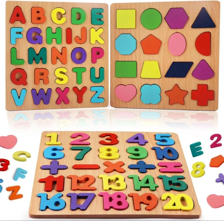 ABC Wooden Board for Kids | Numeric & Shapes Board for Kids | Colorful ...