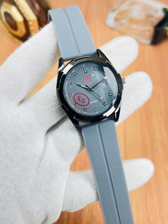 Vitz Men’s Black Dial Wrist Watch – Stylish Rubber Strap Analog Watch ...
