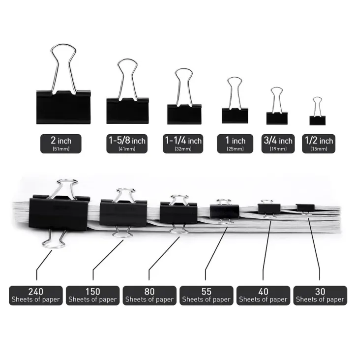 Small Black Portable Mini binder clips Multi-purpose Versatile Capacity ...