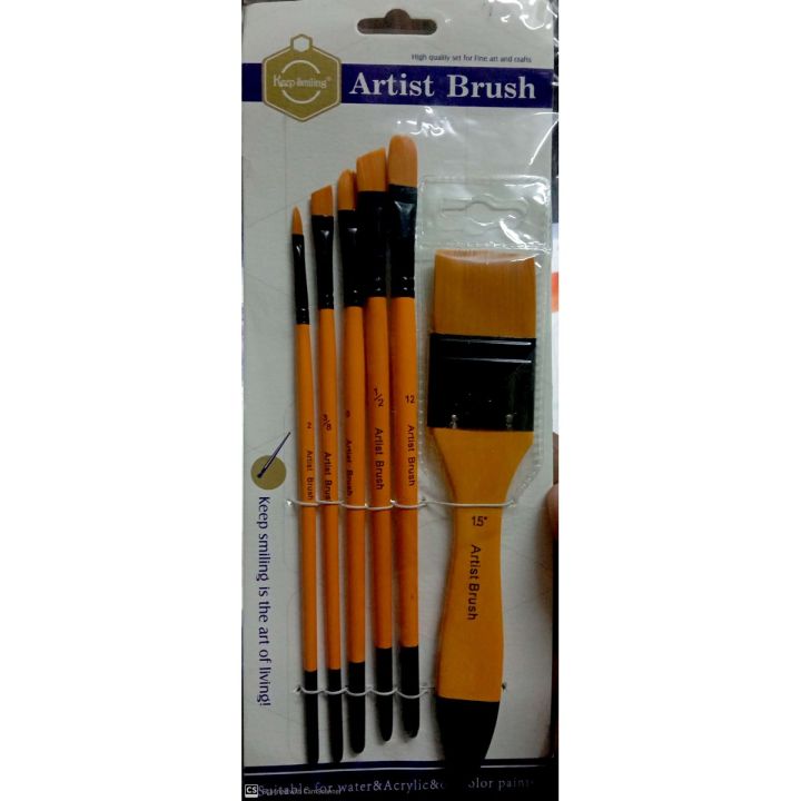KS 6pcs Artist Brush Set Wide, Flat, Angle & Filbert Paint Brush ...