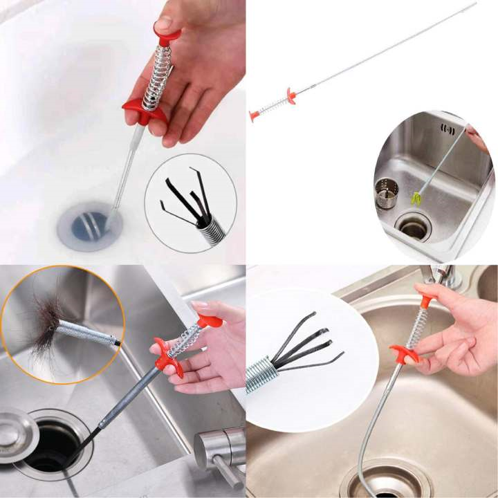 Sink Wire Cleaning Hook Flexible Wire Brush Spring, Sink, Drains ...