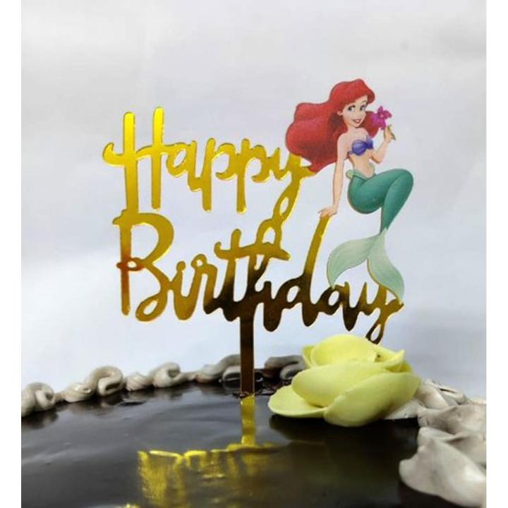 The Little Mermaid Happy Birthday Cake Topper For Birthday Decoration ...