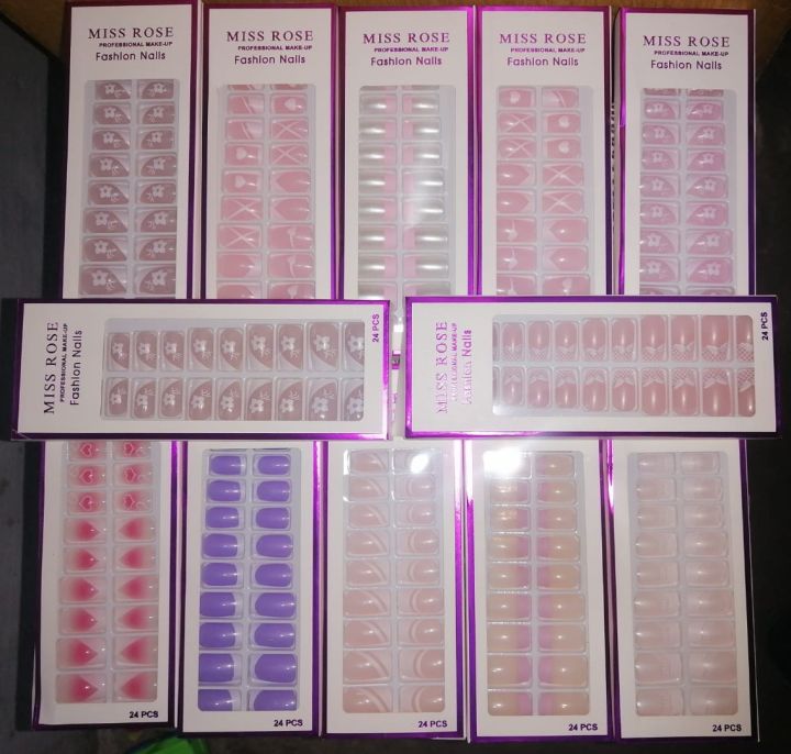 24 Pcs Colorful Fake Nails Set – Stylish Artificial Nails | Daraz.pk