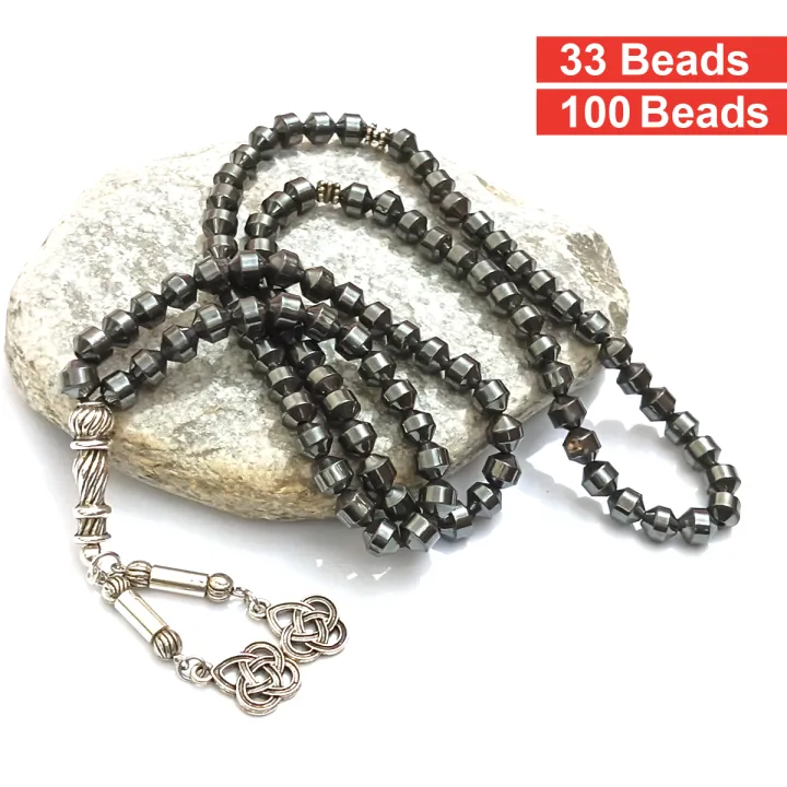 Sang e hadeed Stone Tasbeeh 33 & 100 Beads (Size 6MM) - Turkish Design ...