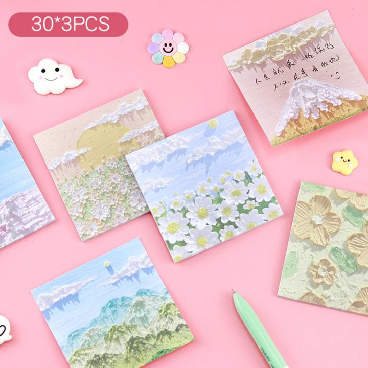 90Sheets Oil painting landscape Writing Paper Sticky Memo Pad Message ...