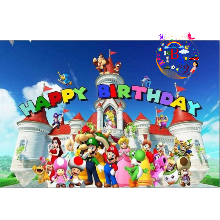 Mario Fancy Backdrop Mario Theme Fancy Panaflex Mario Birthday Party ...