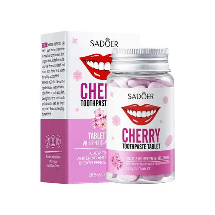 Sadoer Cherry Solid Toothpaste 2IN1 Tablet Whiten De-Yellowing | Daraz.pk