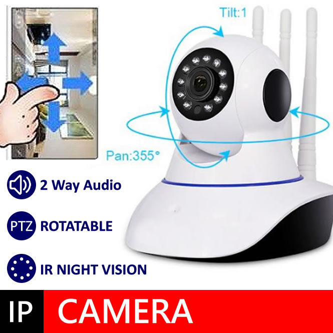 Wireless Rotating Wifi IP Camera - White | Daraz.pk