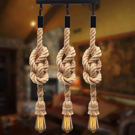 Rope Light Lamp-Set Of 3 -Ancient Antique Decore -Handmade Vintage Item ...