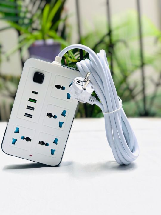 High-Quality Power Strip Extension Board | 4 Sockets + 3 USB + 1 Type-C ...