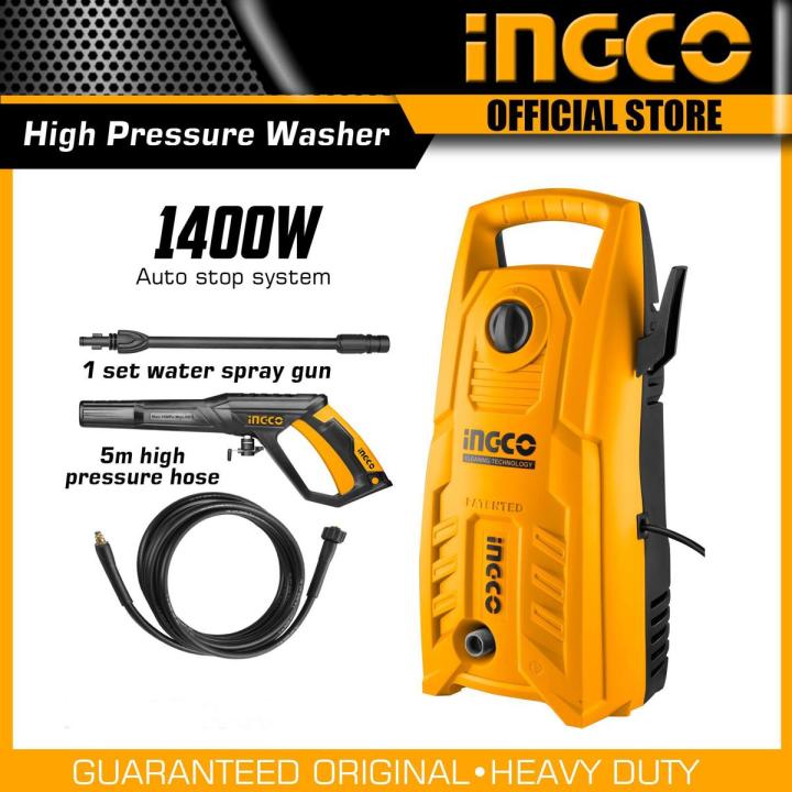INGCO Powerful Electric Pressure Washer 1400W Jet Wash High-Performance Power Cleaner for Car ...