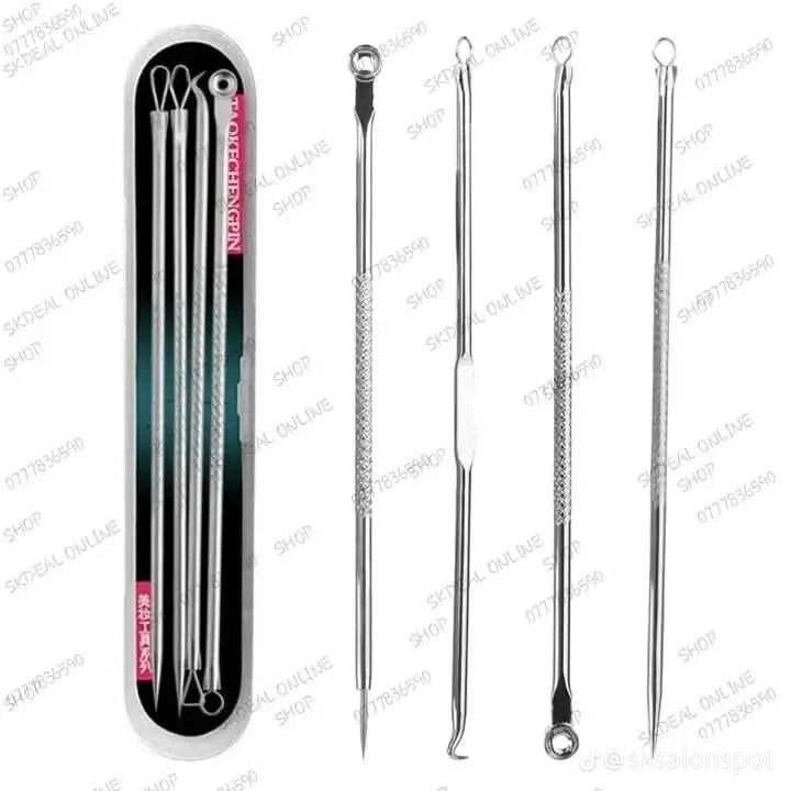 4 Pieces Acne Extractor Tool Kit – Safe Blackhead, Whitehead & Pimple ...
