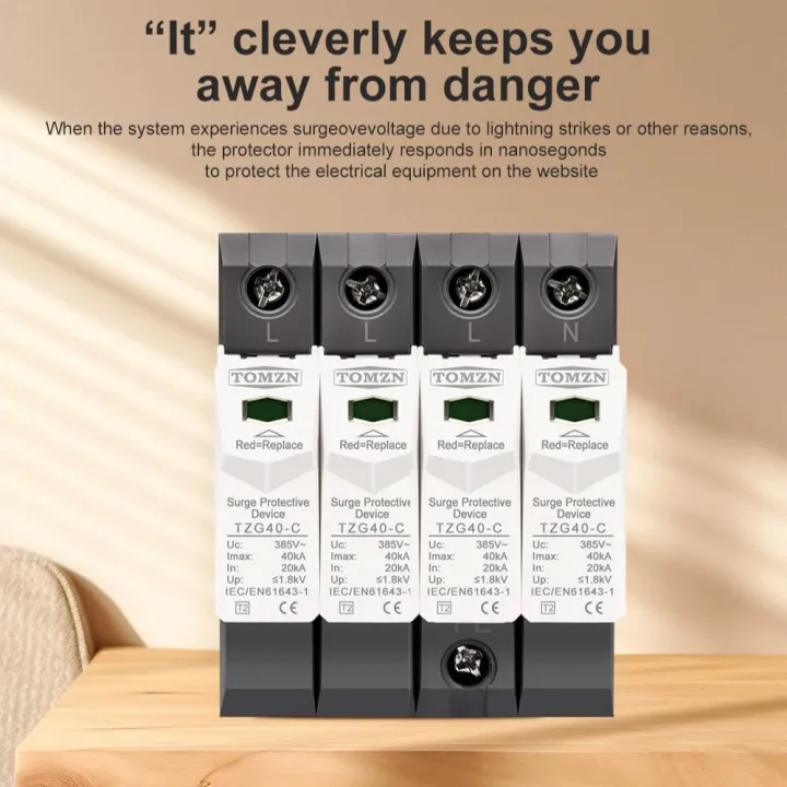 TOMZN SPD 3-Phase 4-Pole Surge Protector 40KA AC Surge Arrestor ...