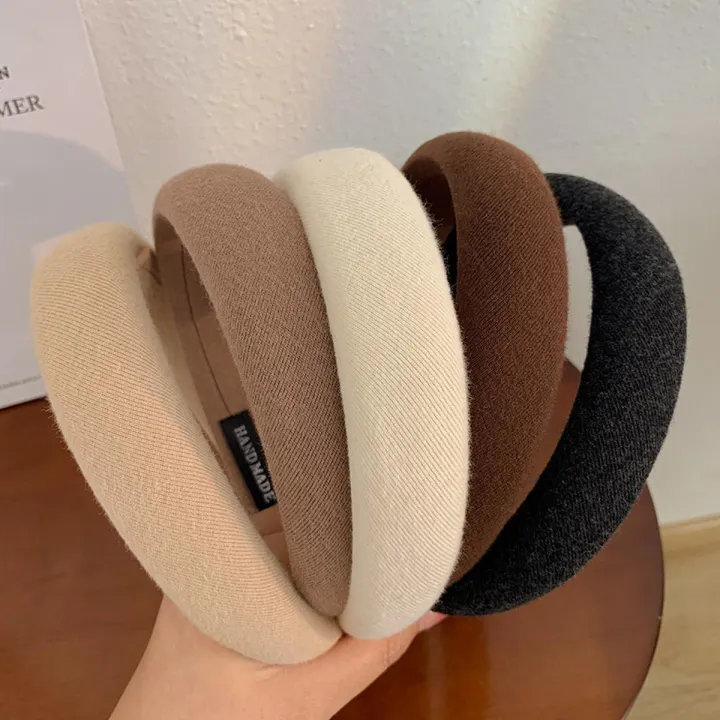 Vintage Solid Color Padded Hair Band Girls Headband Wide Padded Hair ...