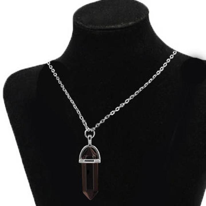Hexagon Pendant Necklace Crystal Natural Stone Necklace Hexagonal ...