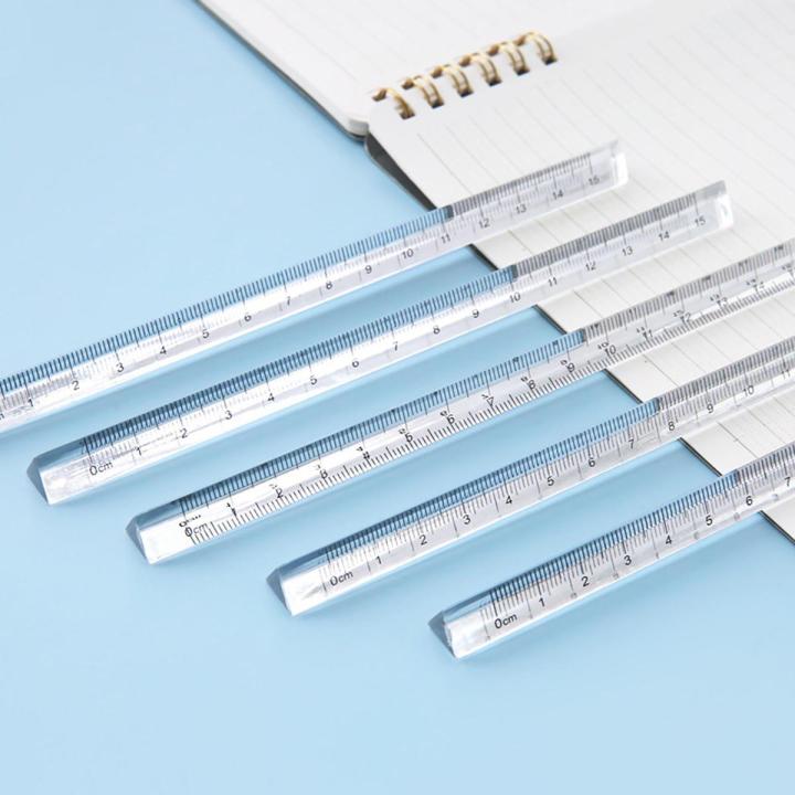 Transparent plastic triangle ruler 15cm ruler Student stationery simple ...