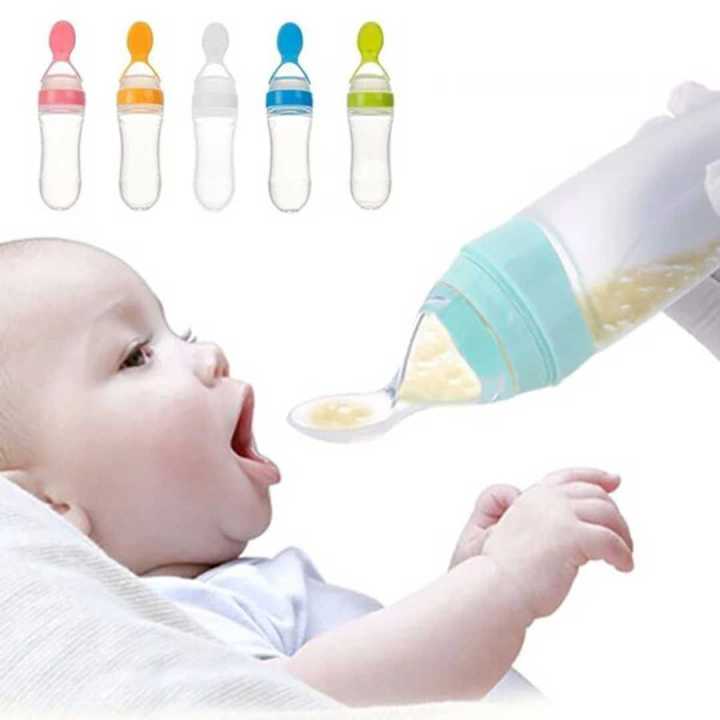 Silicone Baby Spoon Feeder – Soft Squeeze Bottle for Baby Feeding ...