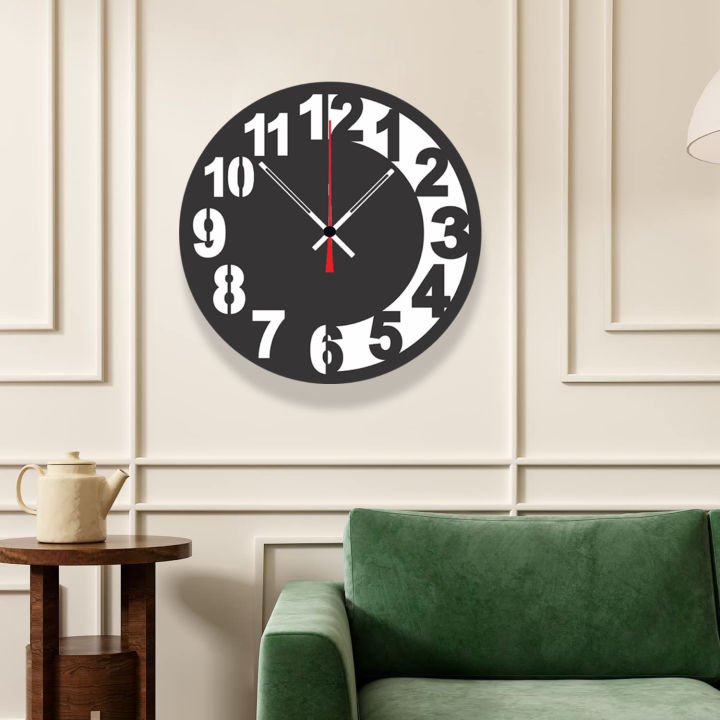 WALL CLOCK 3D Wall Clock Round Shape Counting Clock Wall Wooden Clocks ...