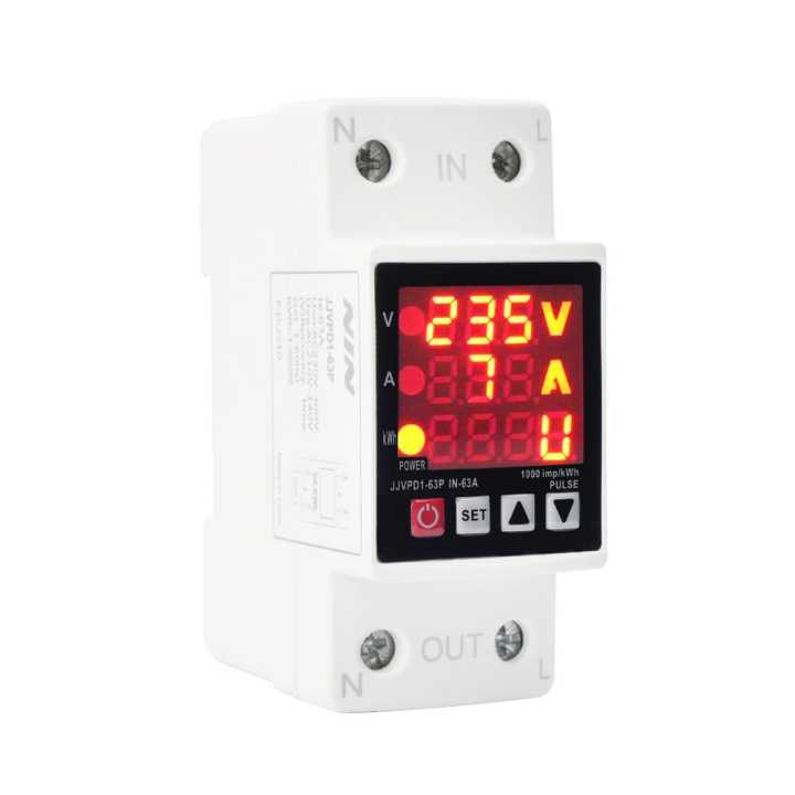 63A 3IN1 Digital Display Adjustable Over And Under Voltage Protector ...