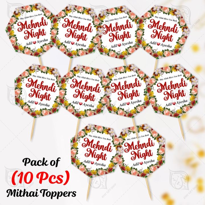 CUSTOMIZED Mehndi Night Mithai Cupcake Toppers Pack of 10, Best ...