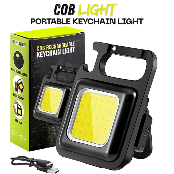 Mini LED Keychain Flashlight | COB Work Light | USB Rechargeable Torch ...