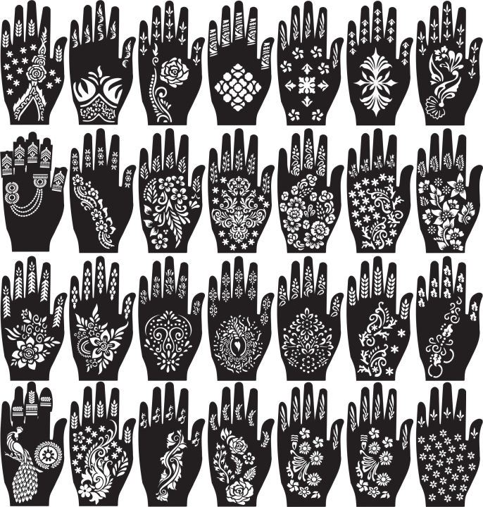 18 Hands Set Arabic Bridal Mehndi Design Henna Mehandi Stencils ...