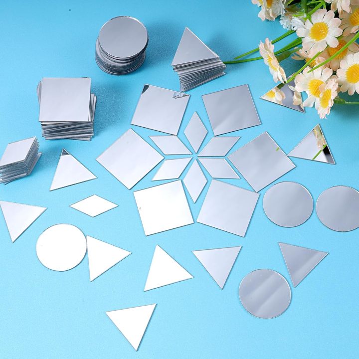 96Pcs Small Mirrors for Crafts, 4 Shapes Mini Mirror Pieces for Crafts ...
