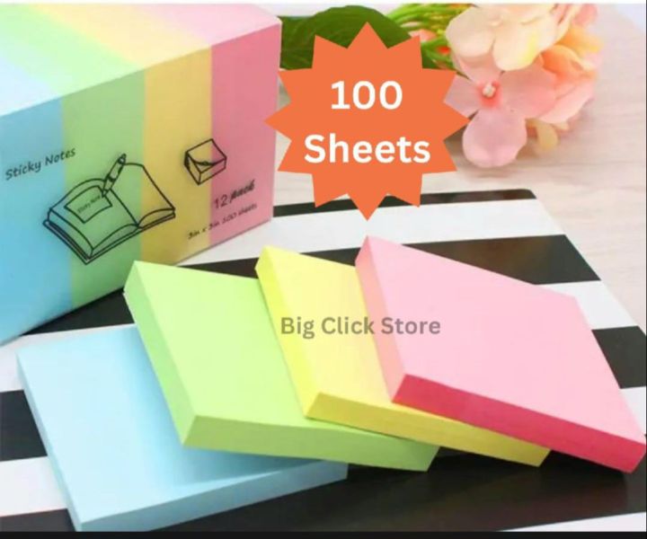 Sticky Notes Pad (3' x 3') - Different Shaped Sticky Notes - 100 Sheets ...
