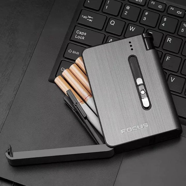 FOCUS 2in1 Automatic Cigarette Case Can be Installed Lighter 10pcs ...