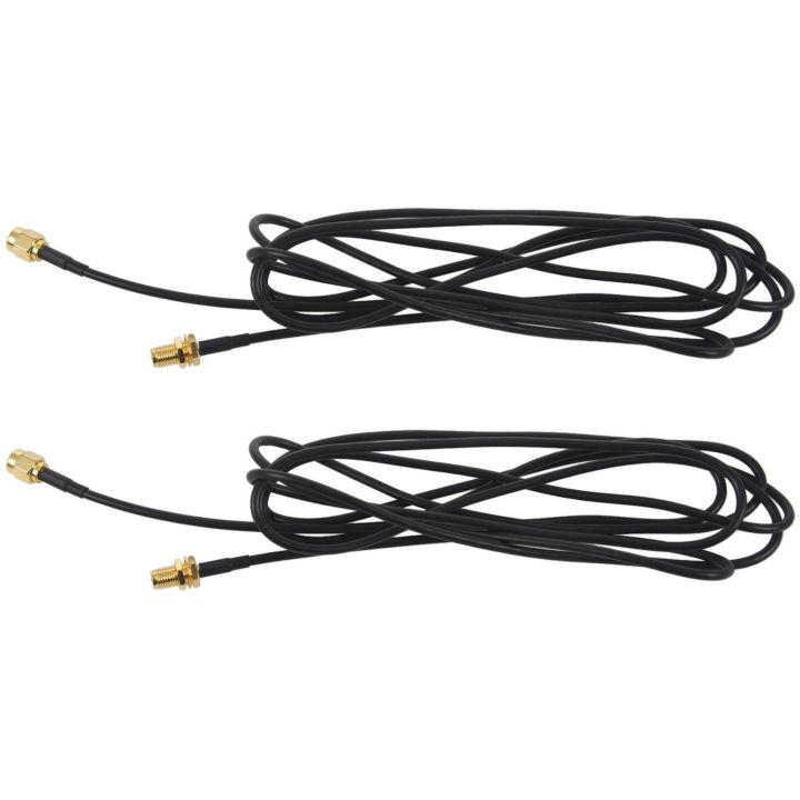 2X WIFI Antenna Extension Cable RP-SMA Male to RP-SMA Female RF ...