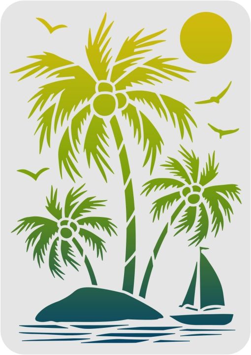 Palm Trees Stencils – 11.7x8.3 Inch A4 Reusable Stencil Sheet for ...
