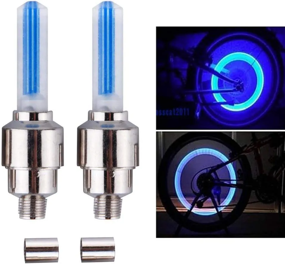 Pack of 2 Led Flash Tyre Wheel Valve Cap Light Glow In The Dark for Car