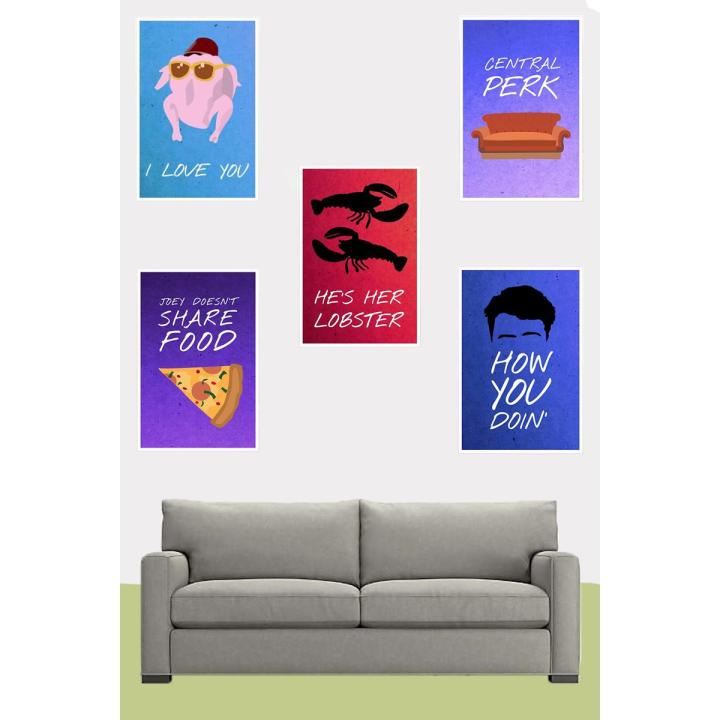 Set of 5-Friends TV Show Posters Vinyl Paper Quotes Vintage Posters ...
