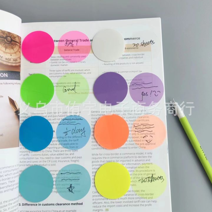 8-color Morandi round sticky notes, rounded square transparent index ...