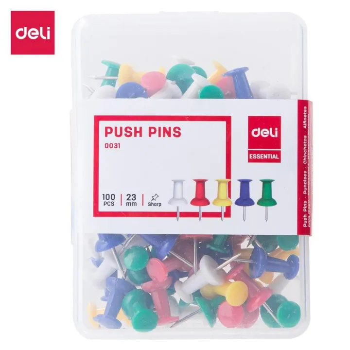 Deli Pack of 100 Plastic Thumb Pins - Push Pins for Notice Board - 0031 ...